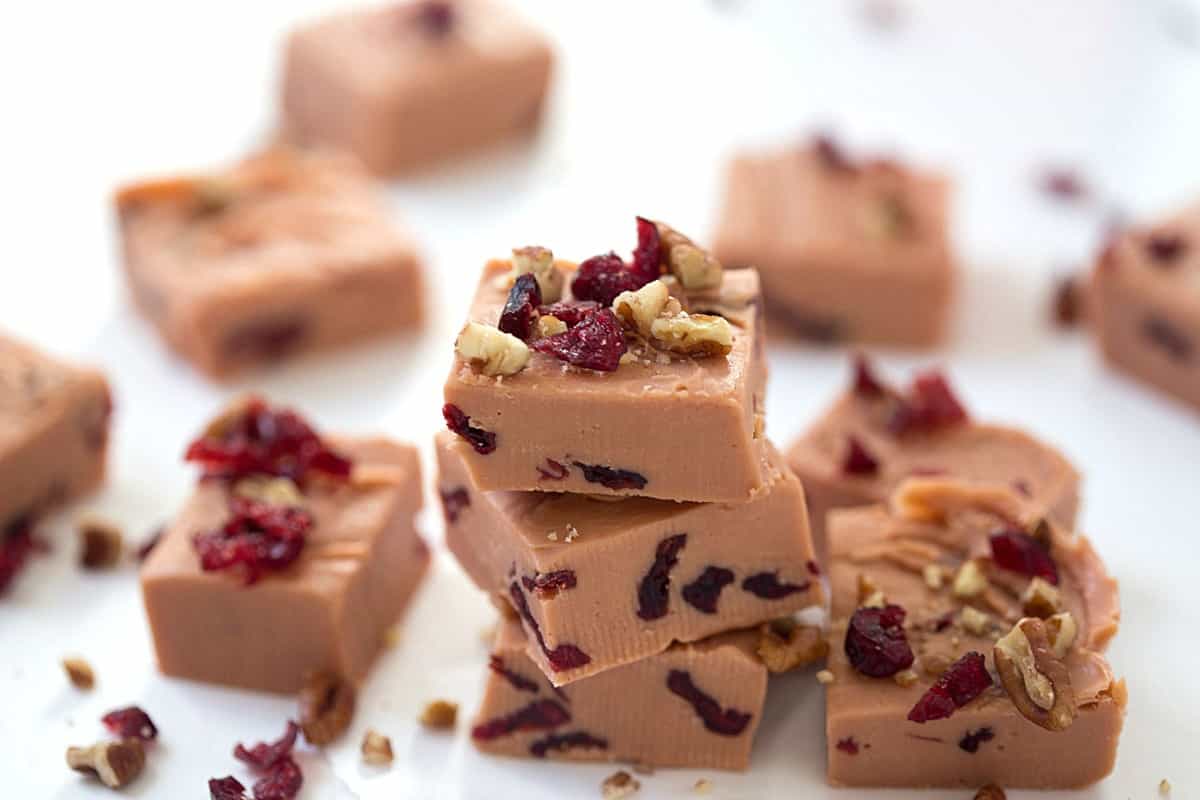 Buttered Rum Fudge with Cranberries - Gal on a Mission