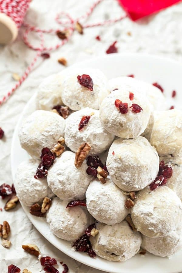Snowball Cookies with Cranberries - Gal on a Mission